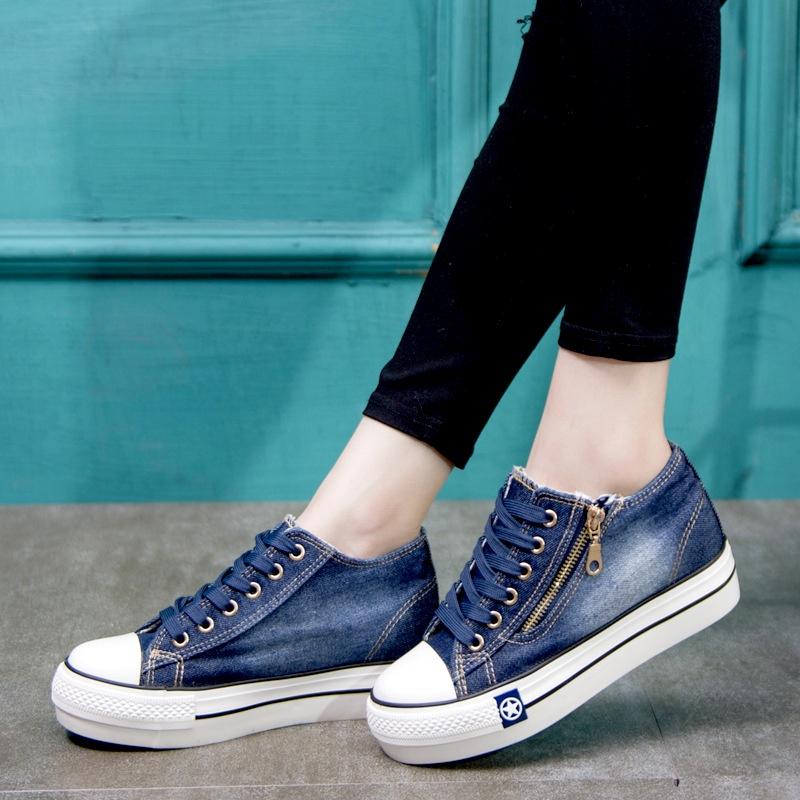 Buy Women Sneakers Denim Casual Shoes Female Summer Canvas Shoes ...