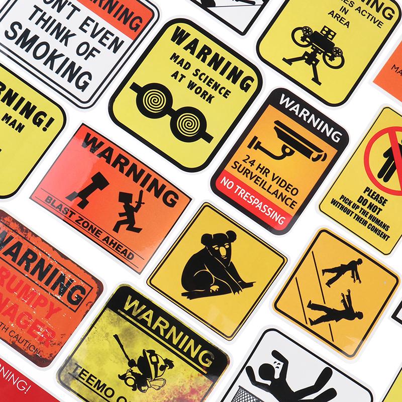 Buy 50Pcs Fun Warning Signs Stickers Luggage Motorcycle Scooter Pvc ...