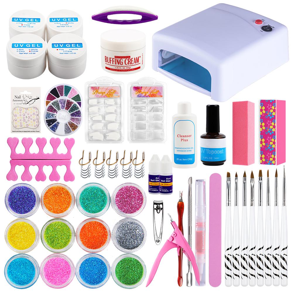 Buy Manicure Kit UV Gel Kit 36W Timer Dryer Lamp Nail Decoration False ...