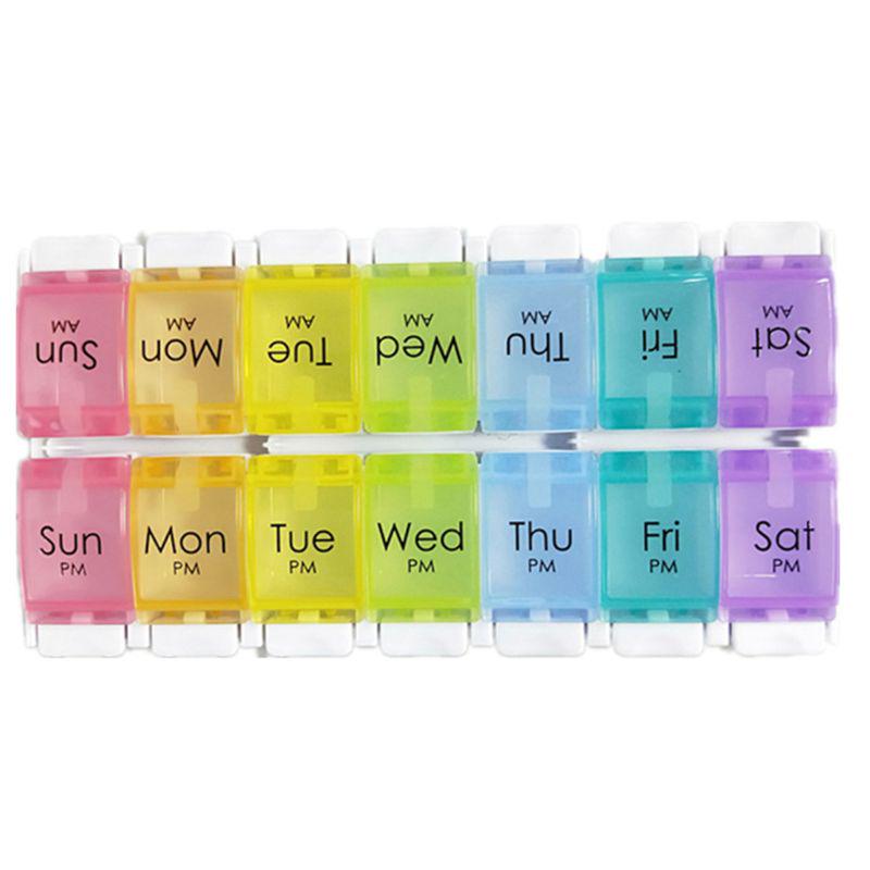 Buy 14 Grids Weekly Storage Pill 7 Day Medicine Tray Vitamin Tablet ...