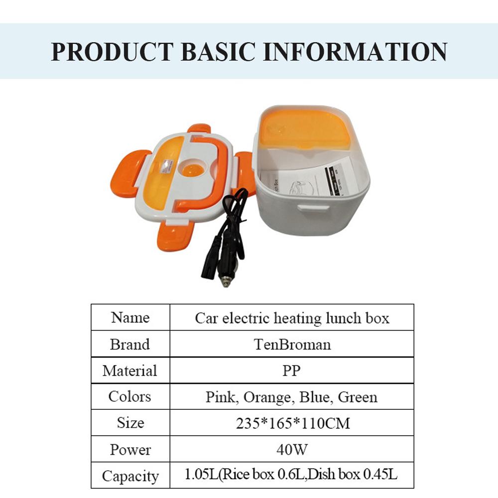 12V Portable Electric Heated Car Plug Heating Lunch Bento Box Rice ...