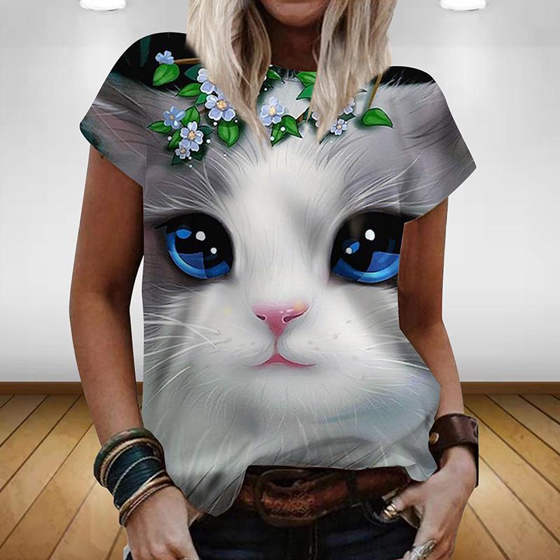 Buy Summer Cute Short Sleeve Shrit Clothing Women Casual Round Neck ...