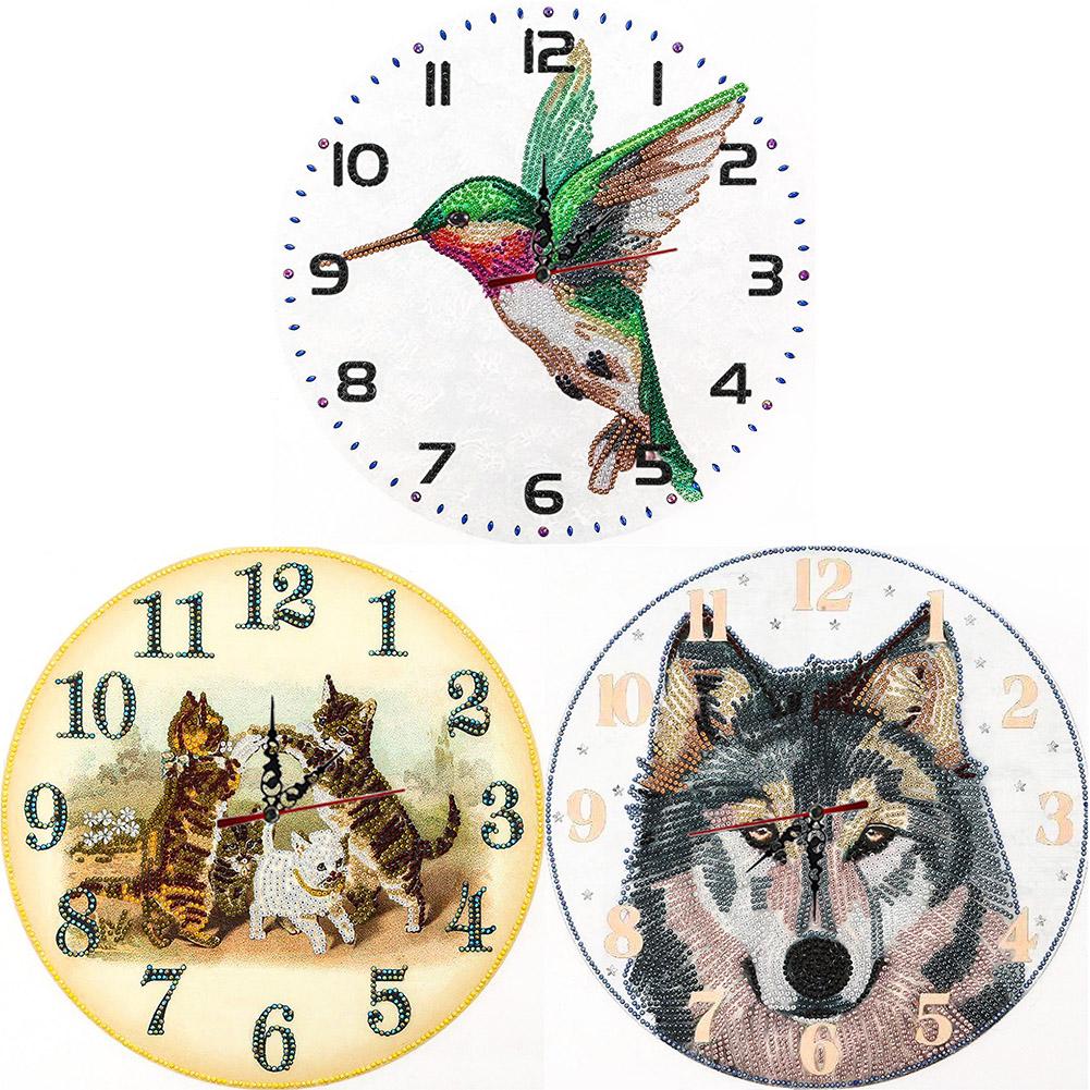 Buy Animal Clock Part Special Shape Diamond DIY Painting Kit 5D Mosaic ...