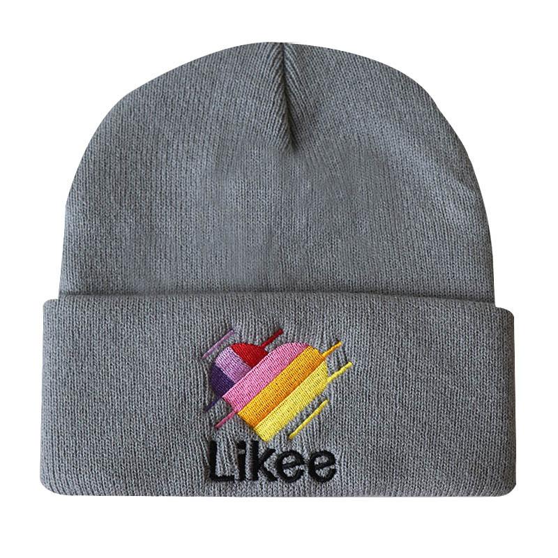 Buy Likee Embroidery Beanie Likee Knitted Hat Woolen Cap Hood Cold Hat ...