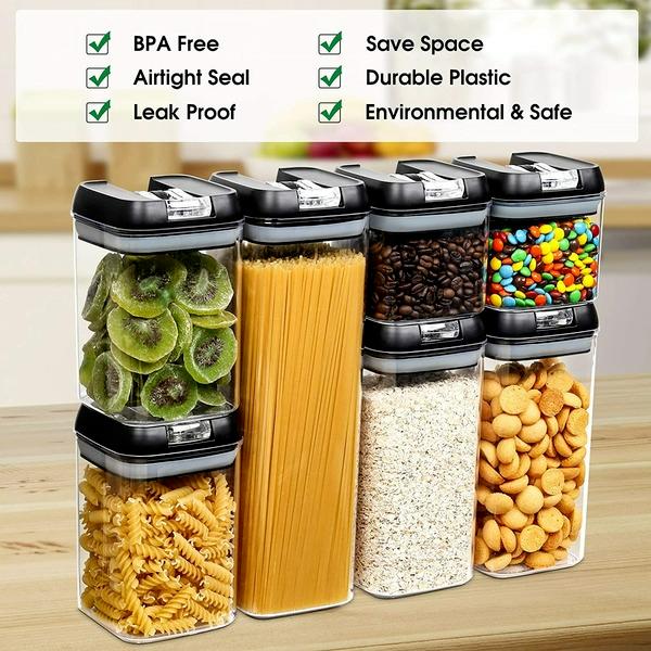 Buy 7pcs Sealed Food Storage Containers Bulk Jar Set for Cereal Plastic ...