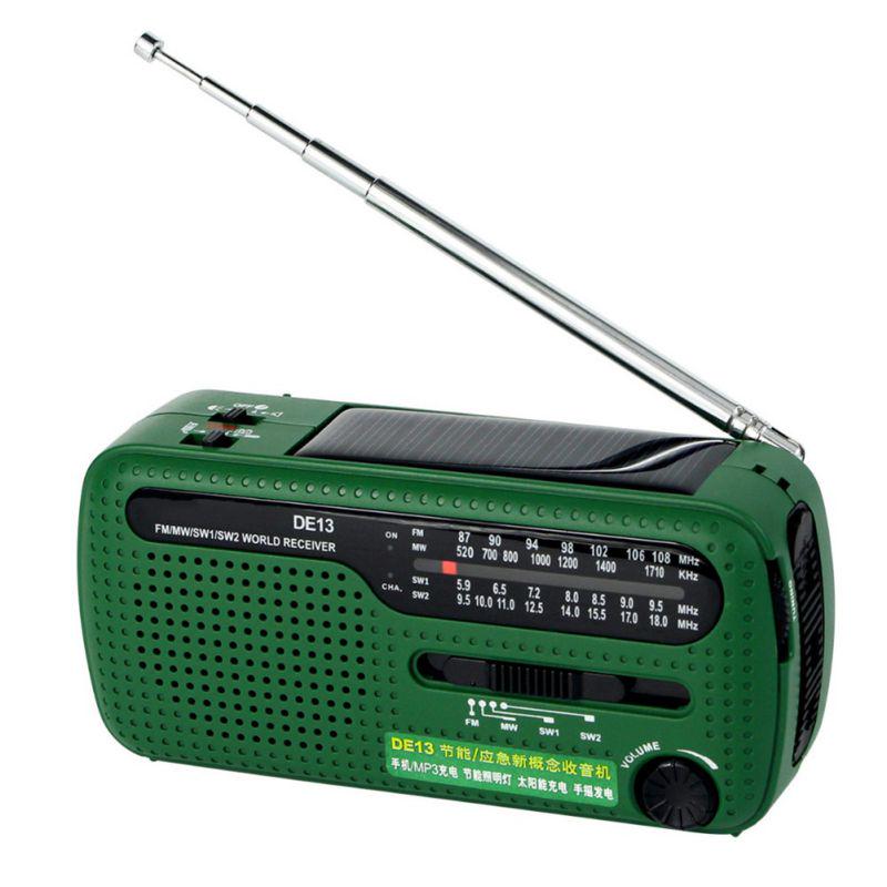 Buy Portable FM Radio DE13 FM MW SW Crank Dynamo Hand-cranked Solar ...