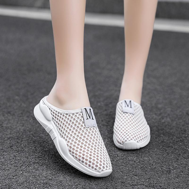 Buy Women's Mesh Slippers Non-slip Outdoor Leisure Mesh Fabric Flats ...