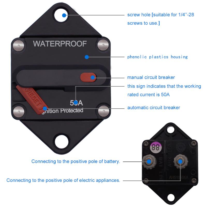 Cheap 50/100/150A E96 Car Circuit Breaker Manual Reset Ignition ...