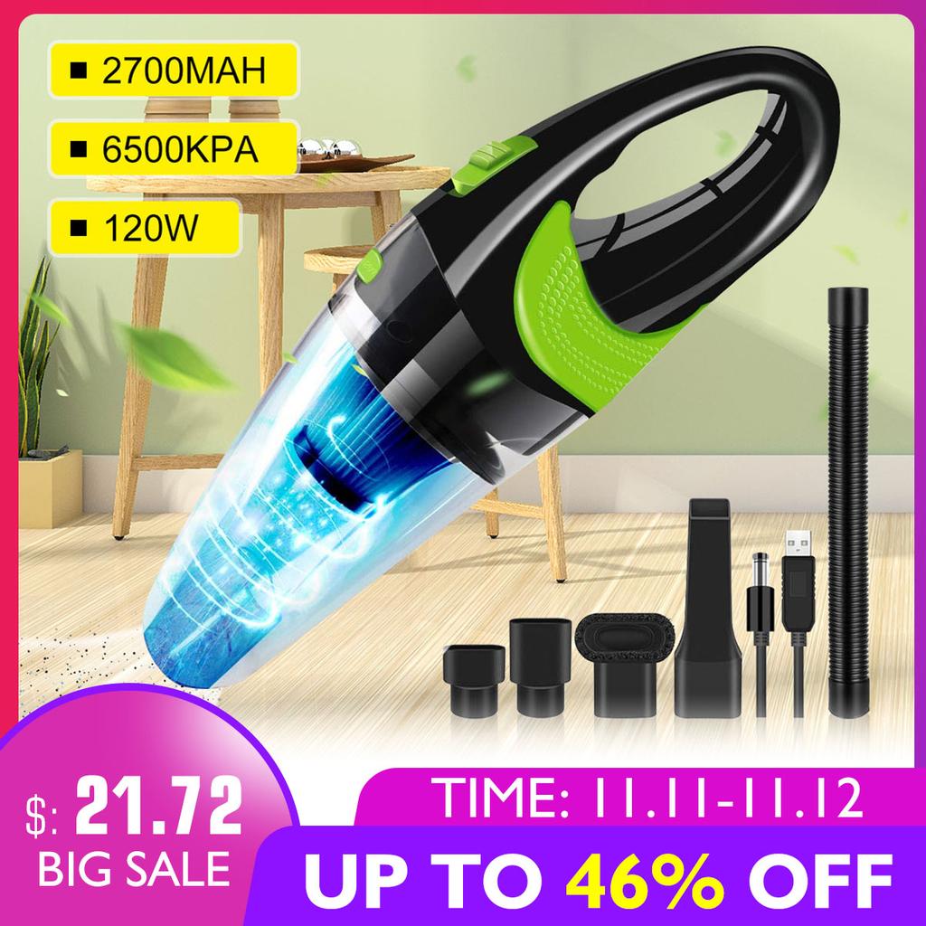 Buy DC 12V 120W 6500pa Strong Power Car Vacuum Cleaner Cordless Wet and ...