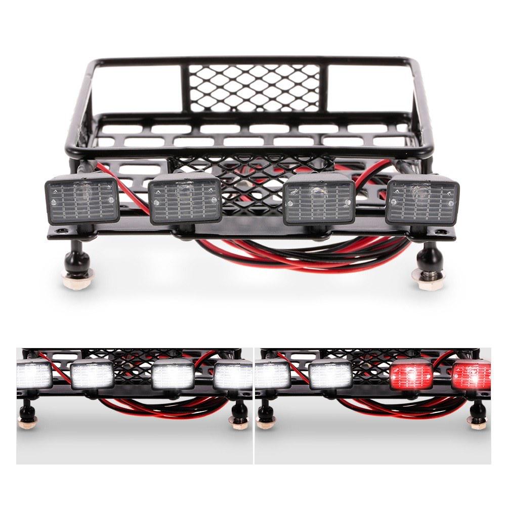 HBKS Roof Rack Luggage Carrier with Square Light Bar for 1/10 RC Crawler Axial SCX10 D90 110 ...