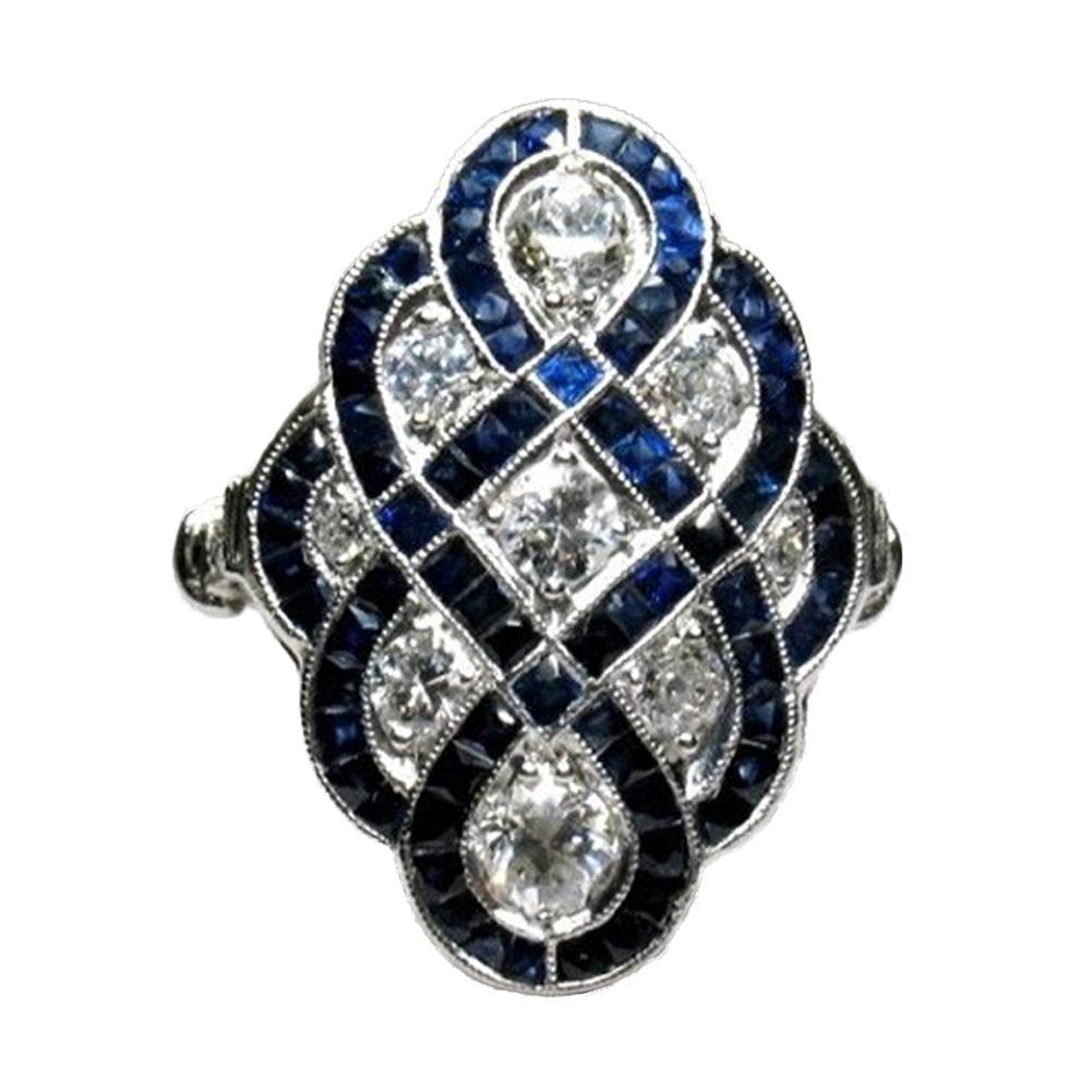 Buy Vintage Blue Rhinestone Ring Jewelry Birthday Anniversary Gift ...