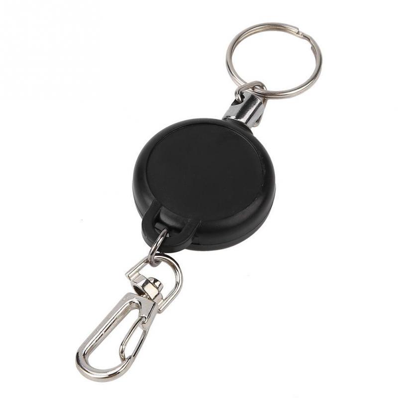 60cm Steel Wire Rope Retractable Key Chain Stretching Keys Clasp Anti ...