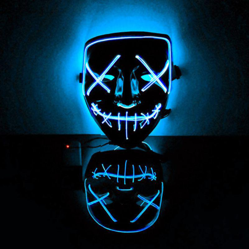 Buy LED Horror Glow Mask Halloween Themed Costume Party Scary Ghost ...