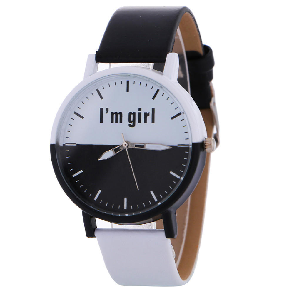 Buy Fashion Neutral Black and White Pattern Leather Quartz Wrist Watch ...
