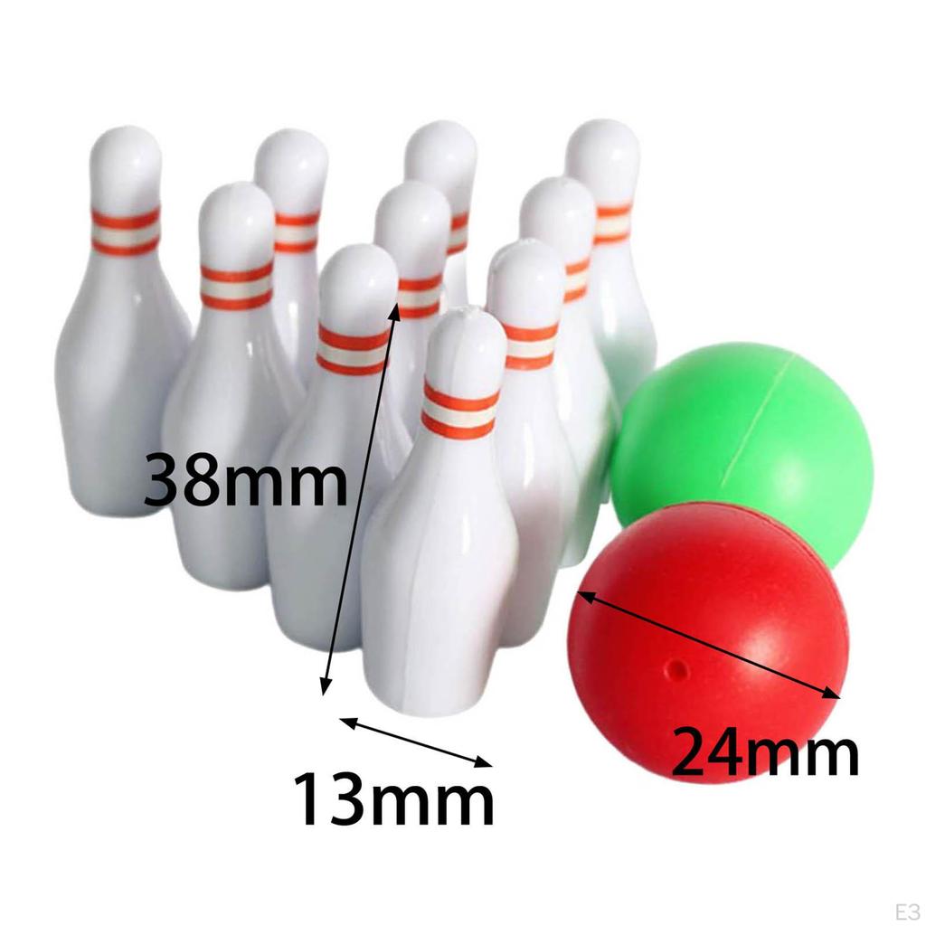 Buy Miniature Dollhouse Sports Bowling Game Set Mini Balls Pins ...