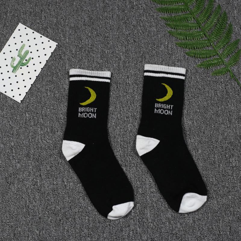 Buy 1 Pair of Fashion Unisex Striped Moon Socks Socks Letter Tide ...