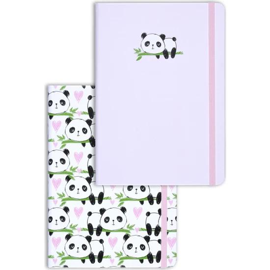 Buy 2 Pcs Panda Patterned A5 Hard Cover Undated Notebook Notepad 15 x ...