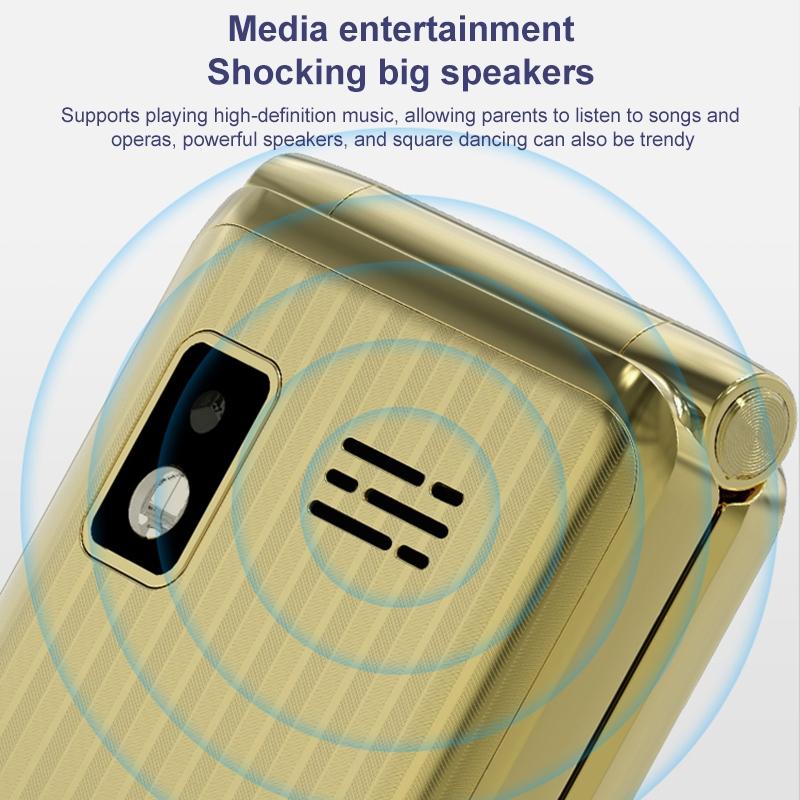 Cheap M9 Dual-screen Flip Elder Phone, 2.8 inch + 1.77 inch, 32MB+32MB, Support FM, SOS, GSM ...