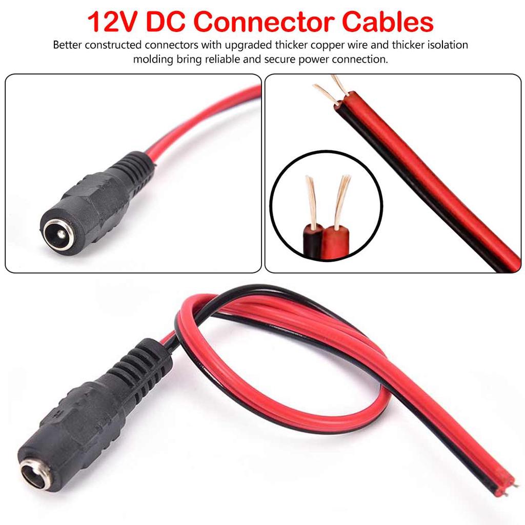Buy DC Power Female Adapter Cable 12V Plug Red Black Line Camera Power ...