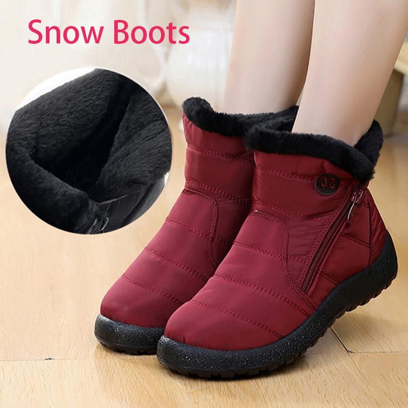 Winter Warm Women Snow Boots Thick Waterproof Cloth Mother's Cotton ...