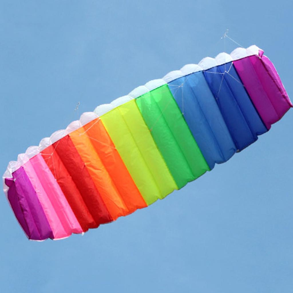 Buy 2m Rainbow Dual Line Stunt Parachute Soft Parafoil Surfing Kite ...
