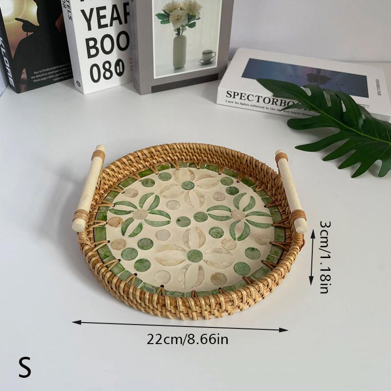 Cheap Coloured Shell Rattan Fruit Tea Tray Shell Tray Snack Storage ...