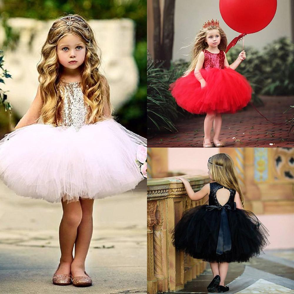Buy Heart Sequins Party Princess Tutu Tulle Dress Outfits Toddler Kids ...