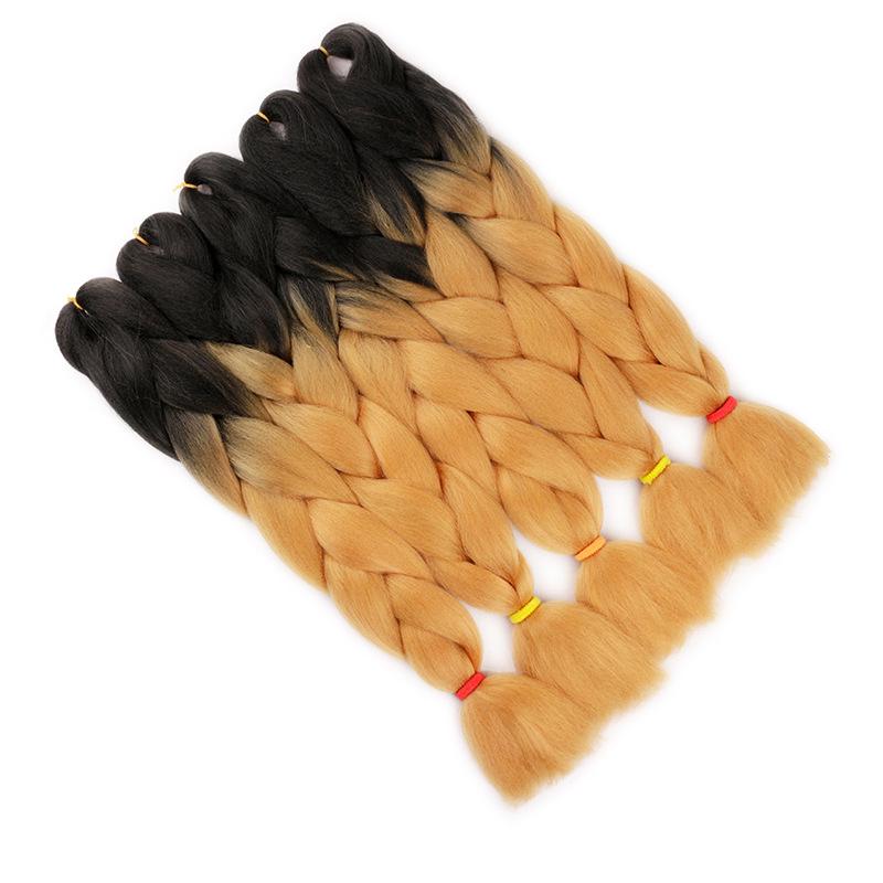Buy 24inch Synthetic Braids, two-color tri-color gradient pigtail wig ...