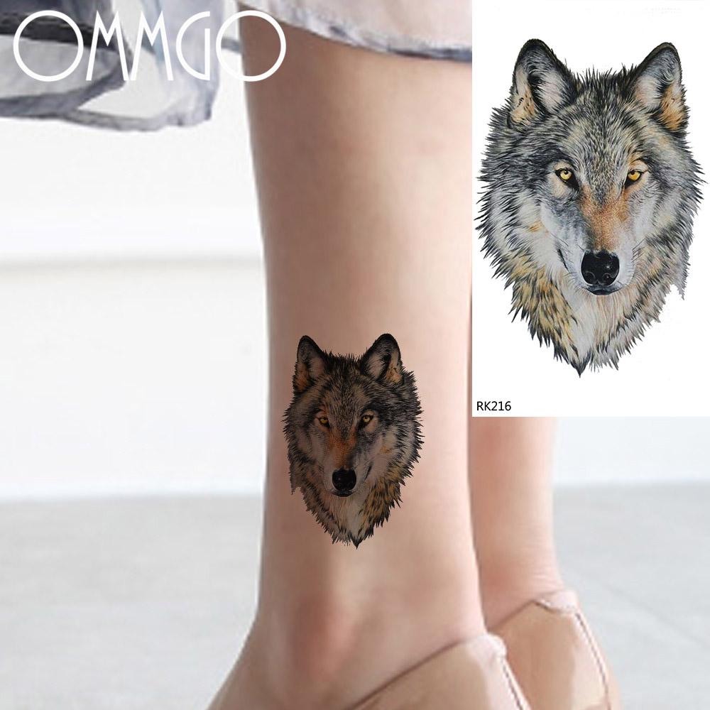 3D Realistic Fake Wolf Temporary Tattoos Sticker For Women Men Flash ...