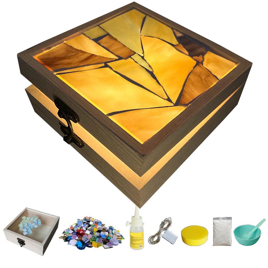 DIY Crystal Glass Wooden Storage Box Material Kit Supplies for Children ...