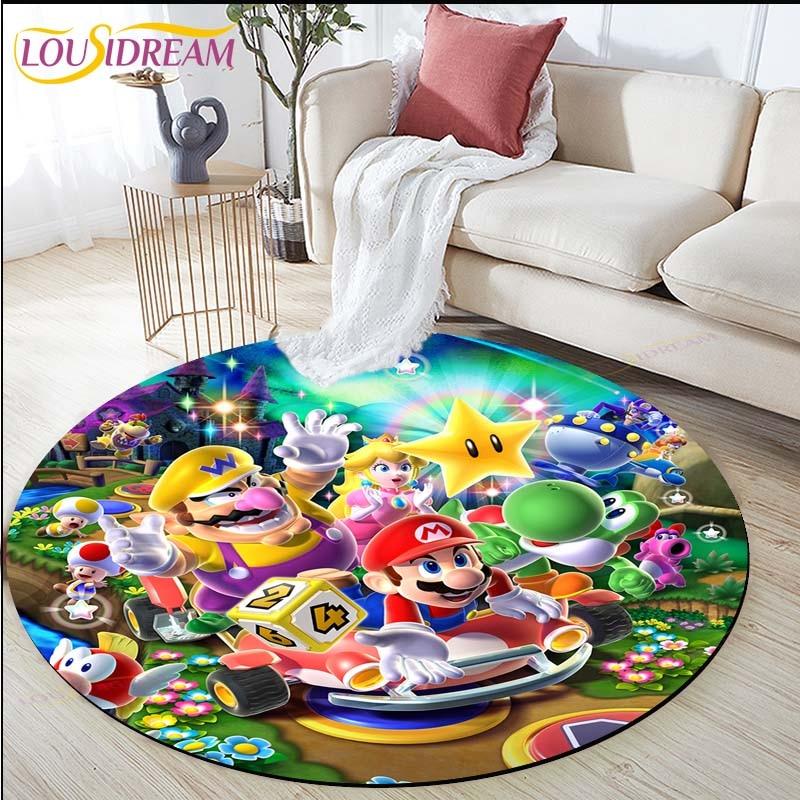 💰Kaufe Cartoon Mario Bros Print Children Carpet Area Rugs Round Carpet ...