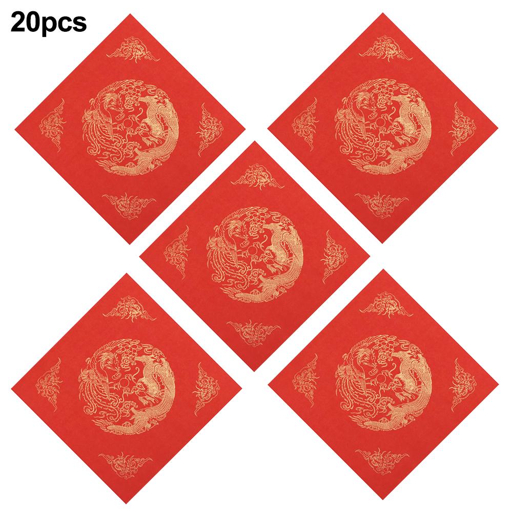 Buy 20PCS Empty Red Rice Paper Set Chinese Couplet DIY Handwriting ...