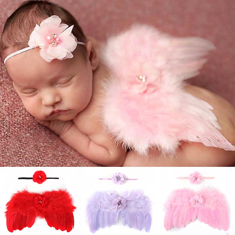 Cheap Newborn Baby Ohotography Props Headband Feather Wings Solid Photo ...