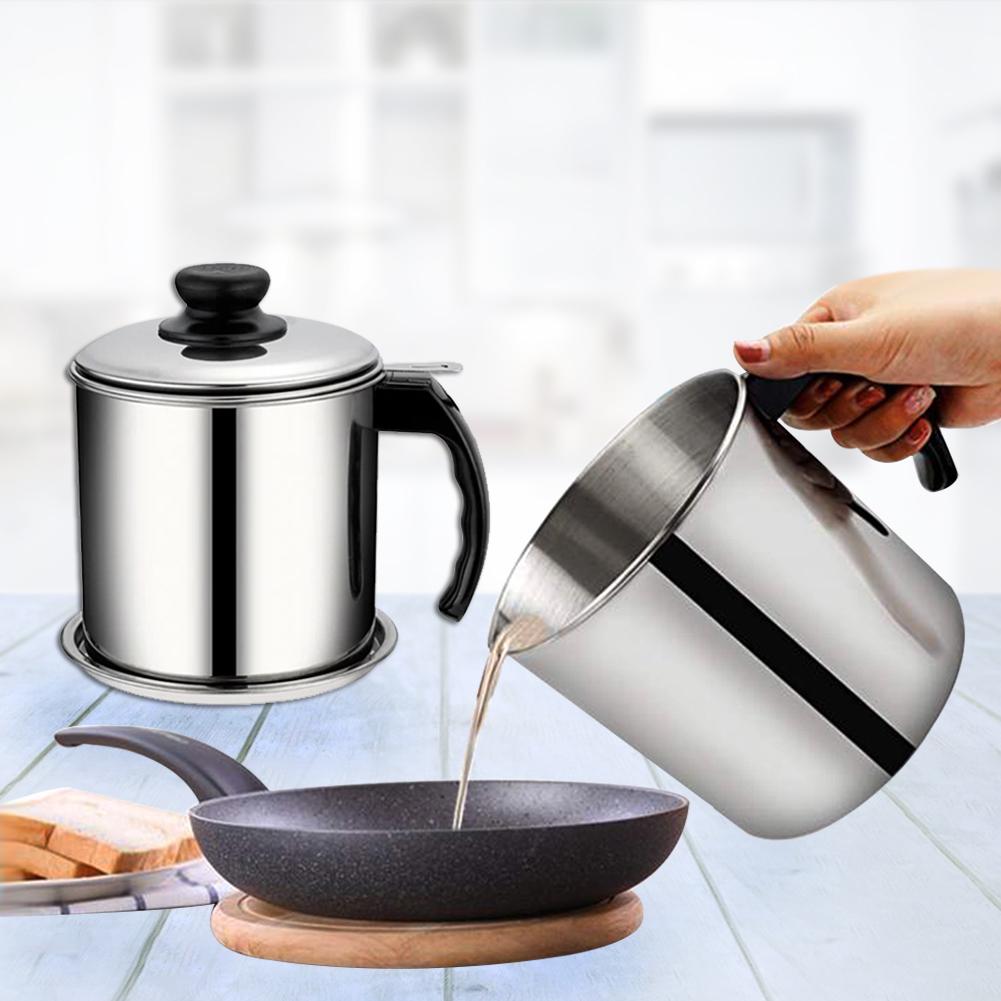 Buy Oil Grease Storage Can Stainless Steel Grease Strainer Pot ...
