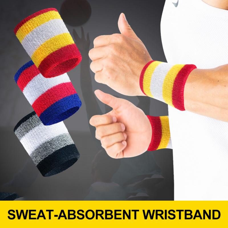 2Pcs Cotton Unisex Sport Sweatband Wristband Wrist Protector Running ...