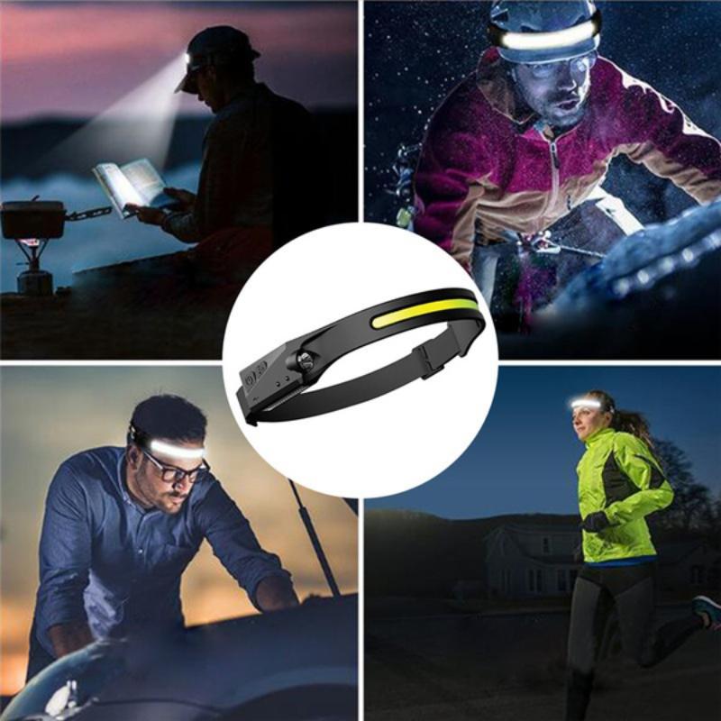 Buy COB LED Headlamp with Sensor and Built-in Battery USB Rechargeable ...