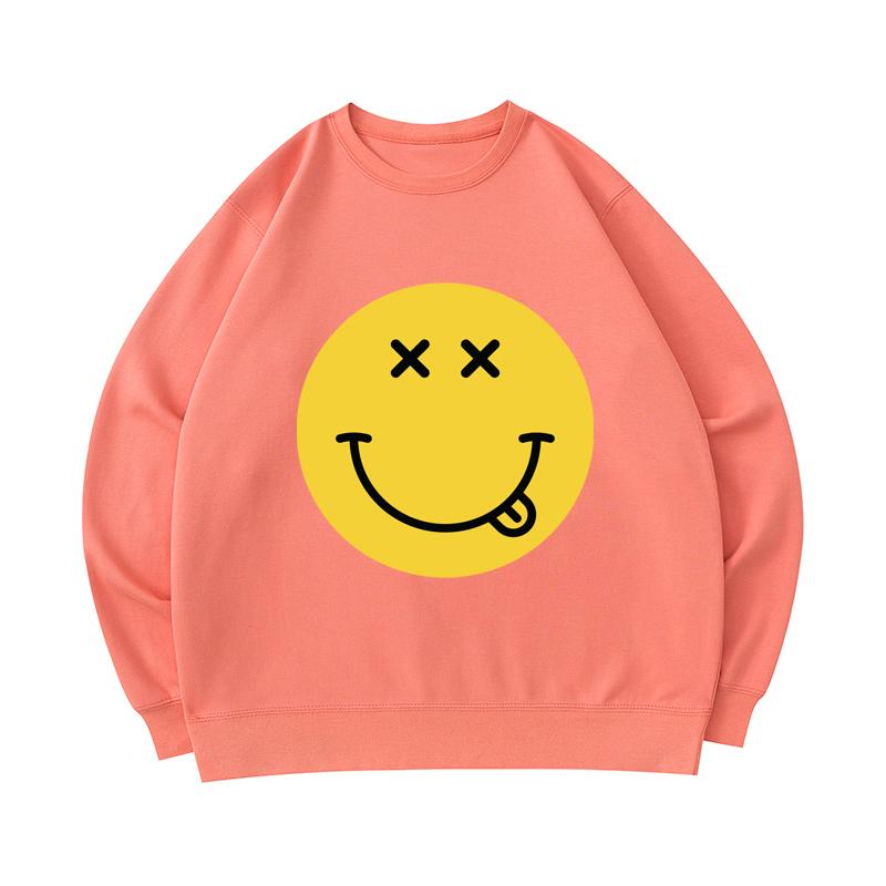 Buy Men's 300 GSM 100% Cotton Sweatshirt Smiley Face Print Street ...