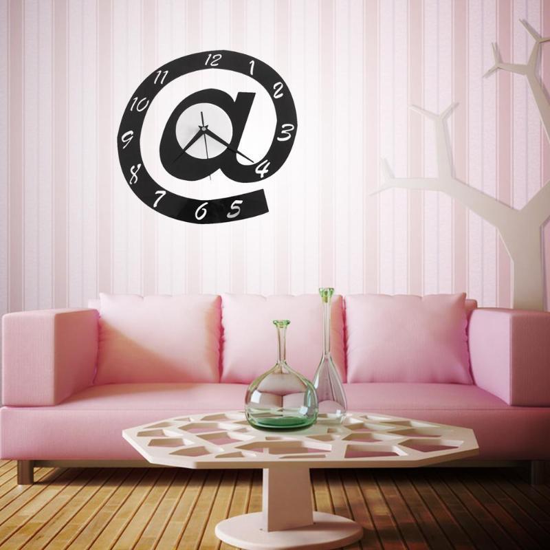 Letter Shape 3D Digital Wall Clock Decor Big Silent Acrylic Home Clock ...