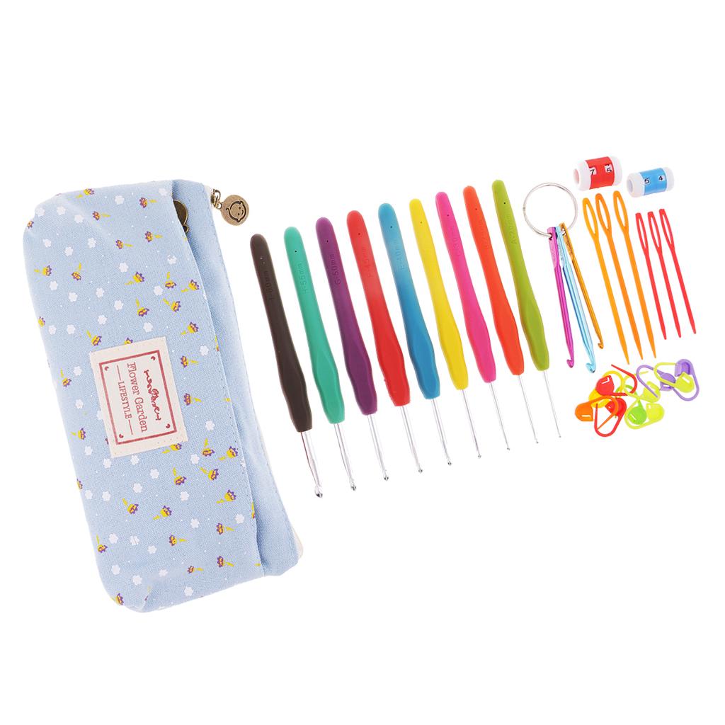 Buy Crochet Hook Kit Yarn Knitting Needle Sewing Tool Set for Hand ...