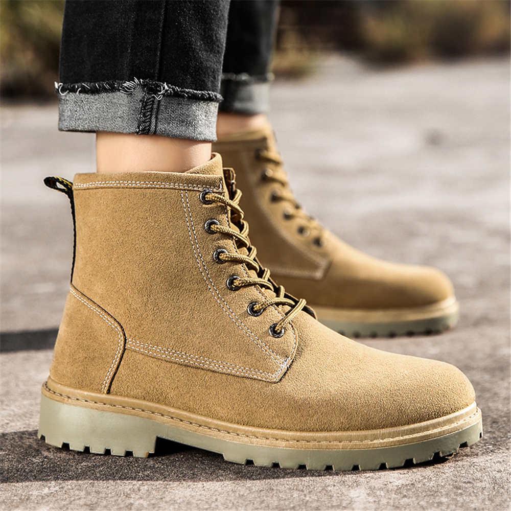 Buy Men's Suede Leather Khaki Martin Boots Antiskid Rubber Sole Fashion ...
