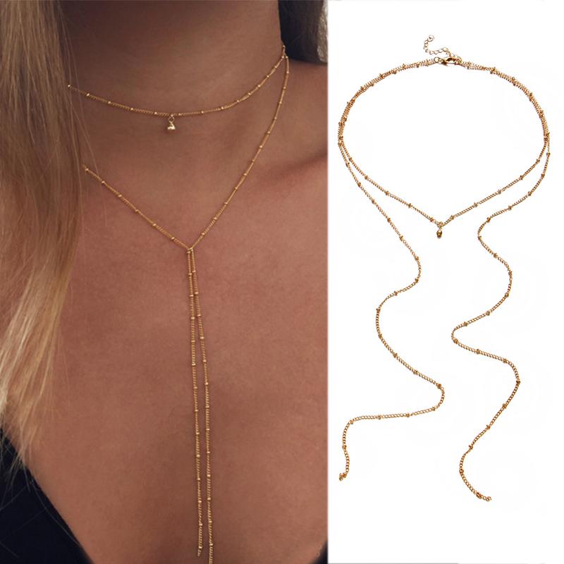 Buy Women Simple Fashion Pendant Necklace Multi-layer Necklace Tassel ...