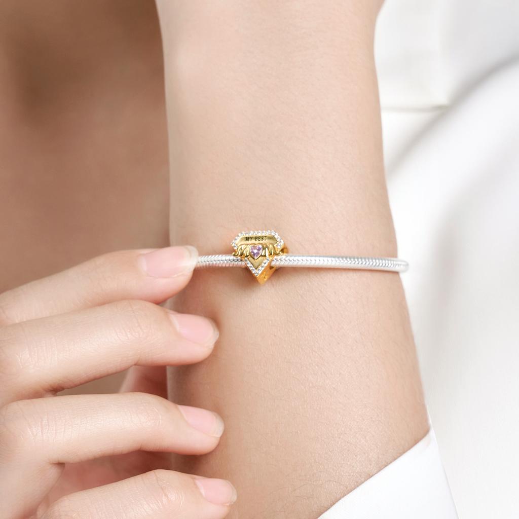 Satın alın My Best Mom Diamond shape Charm Authentic 925 Sterling ...