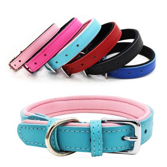 Faux Leather Puppy Dog Adjustable Buckle Collar Neck Strap Band Pet ...