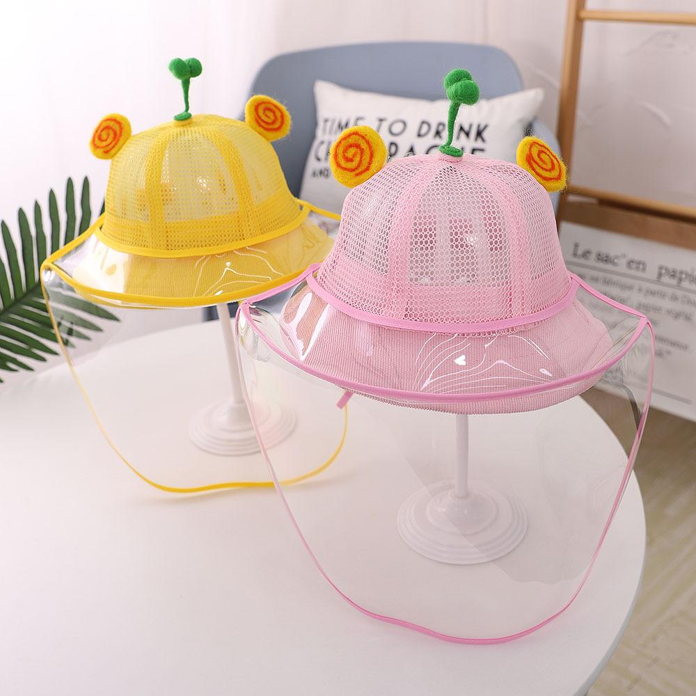 Buy Pink Yellow Baby Breathable Net Hats with Transparent Plastic Mask ...