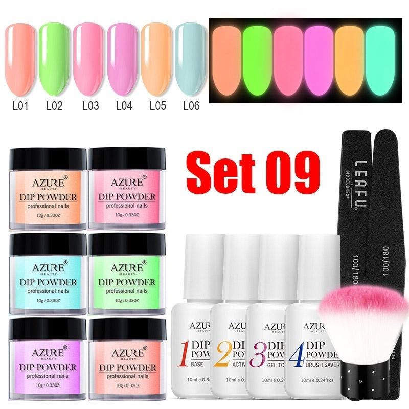 Buy 16 PCS/Set Glitter Nail Art Dip Powder Kit With Nail Brush Set ...