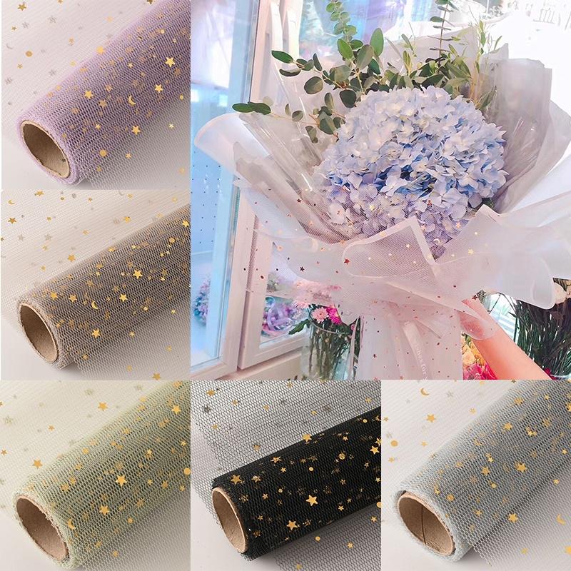 50cm X 5 Yard/roll Star Moon Soft Lace Mesh Wrapping Paper Flower ...