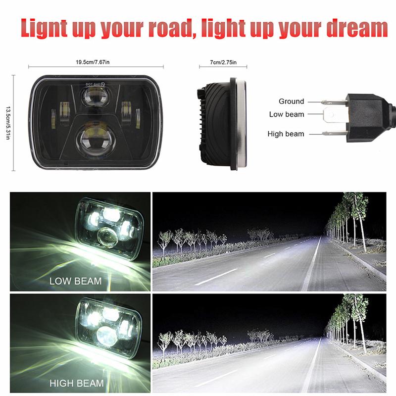 Buy Car 250W 5x7 Inch Led Headlights Sealed Beam Headlamp with High Low ...