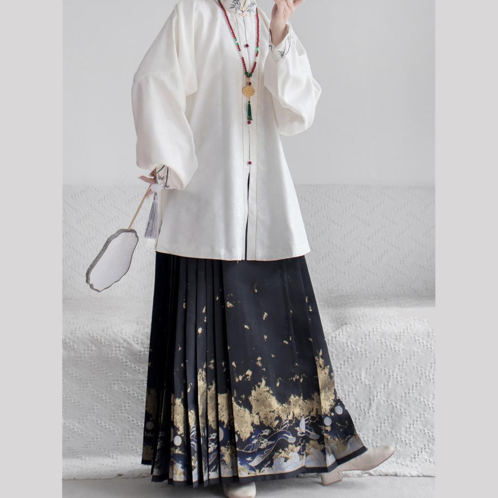 Buy Original Chinese Style Daily Work Wear Woven Gold MA MIAN Skirt ...