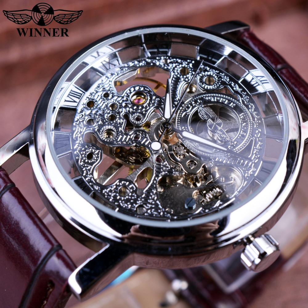 Buy WINNER Classic Clock Couple Skeleton Wristwatches Mechanical ...