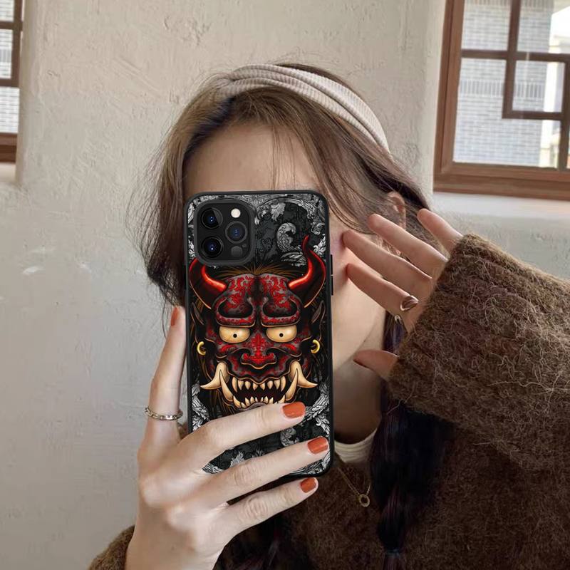 YNDFCNB Japanese Oni Hannya Demon Mask Phone Case for iPhone 11 12 13 ...